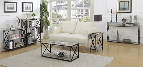 Convenience Concepts Tucson Flip Top End Table with Charging Station and Shelf, Faux Birch