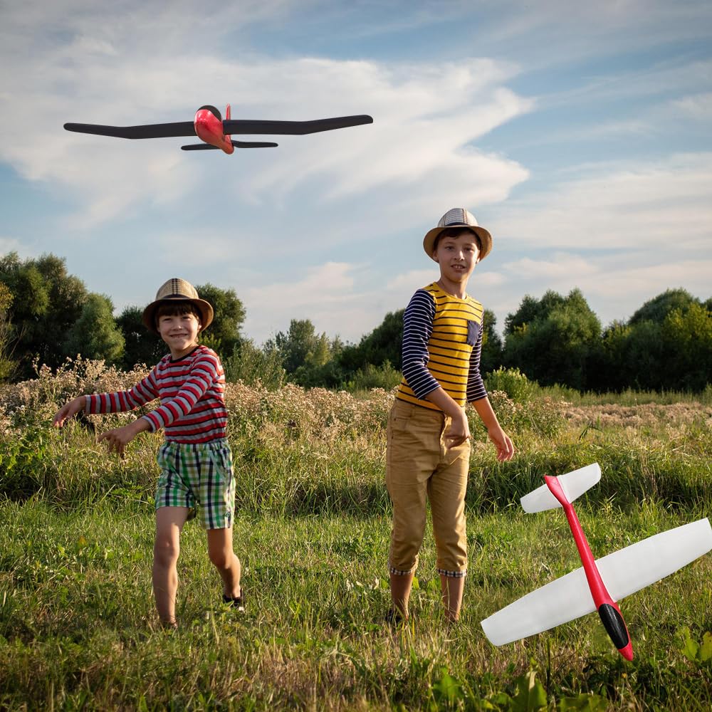 HAWK'S WORK 2 Pcs Foam Glider, 33.8" Super Large Airplane Toy Hand Throwing Plane, Outdoor Play & STEM & RC Conversion for Kids & All Age