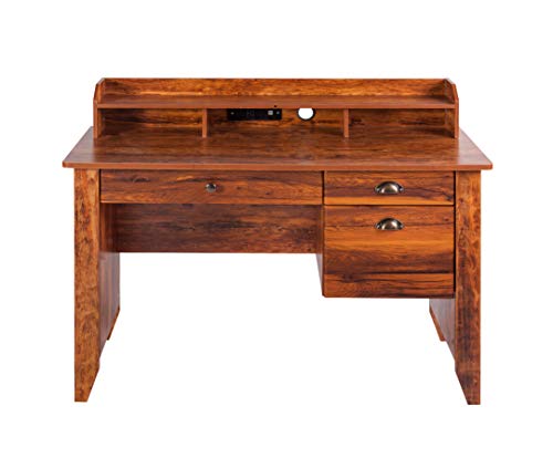 OneSpace Eleanor Executive Desk Wood Grain, Golden Cherry