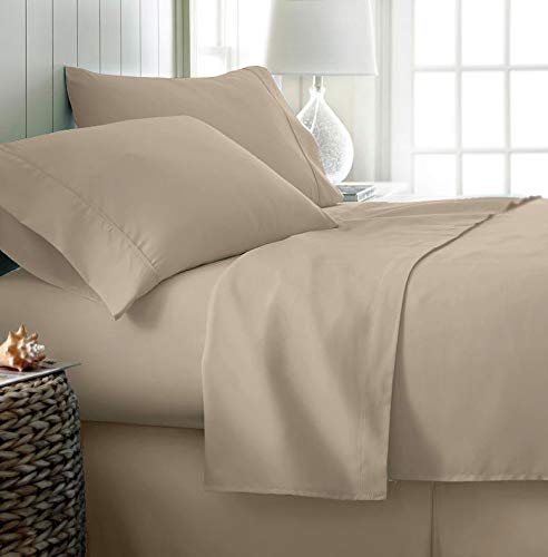 Mr Pandaa Extra Deep Bedsheet Set Fits 18 to 24 Inch Extra Thick Mattress, [4 Piece] Sheet Set, 800-Thread-Count 100% Egyptian Cotton- Sateen Weave Bed Sheets (Short-Queen, Taupe}