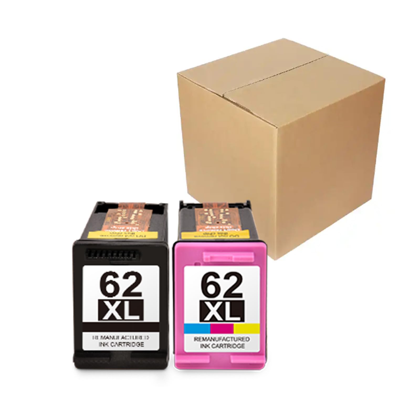 LEMERO 62XL Remanufactured Ink Cartridges Replacement for HP 62 XL 62XL Black and Color for Envy 5660 7645 7640 5642 5643 5640 OfficeJet 250 5740 200 5746 5745 (Black, Tri-Color, 2-Pack)
