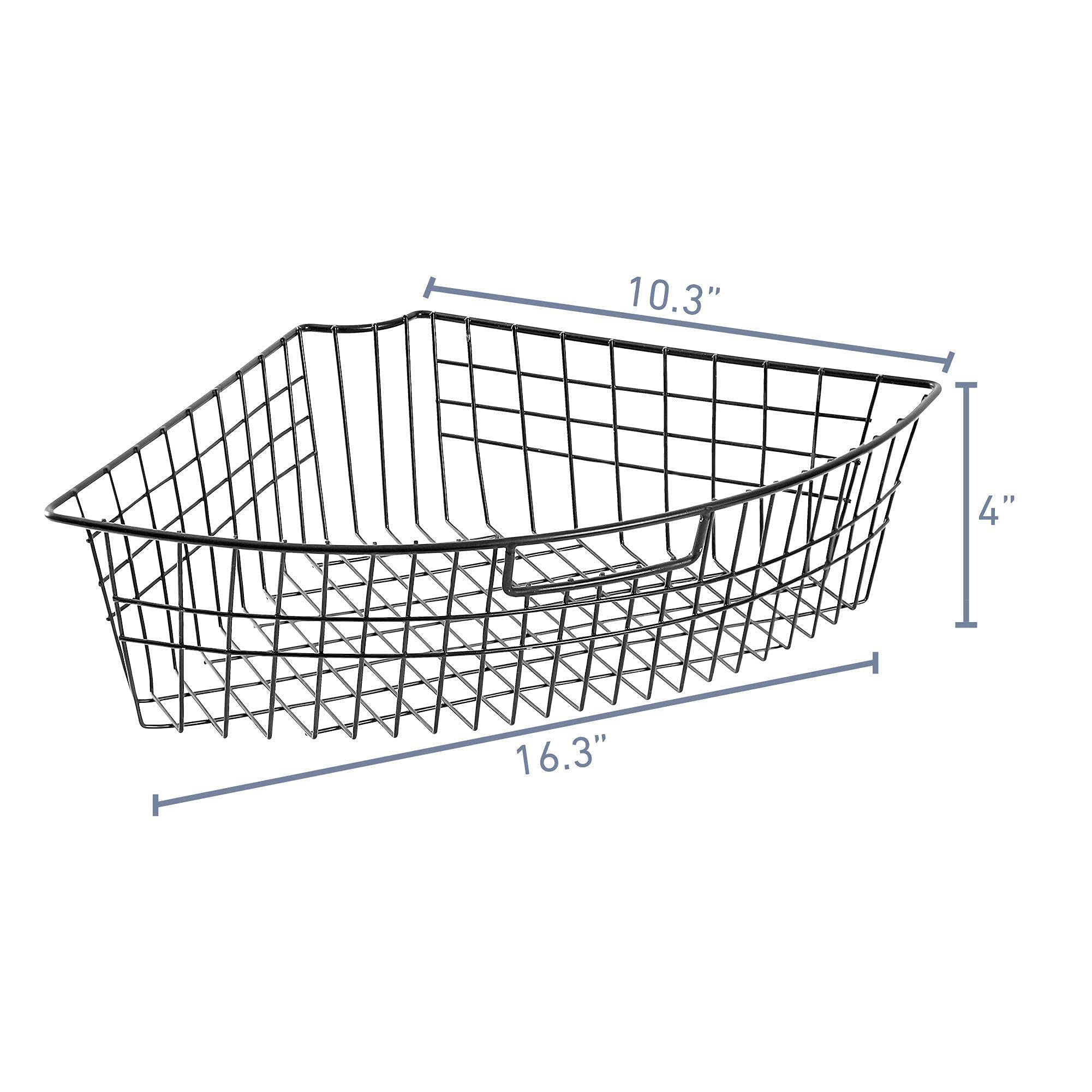 Leeden Lazy Susan Organizer Basket for 24" Diameter Turntable - 16.3" x 10.3" x 4" Metal Organizing Storage Bins (6 Packs) - Black Kitchen Cabinet Storage Organizer - 1/4 Wedge Can Organizer