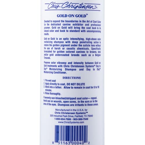 Chris Christensen Gold on Gold Color Treatment Dog Shampoo, Groom Like a Professional, 16 oz