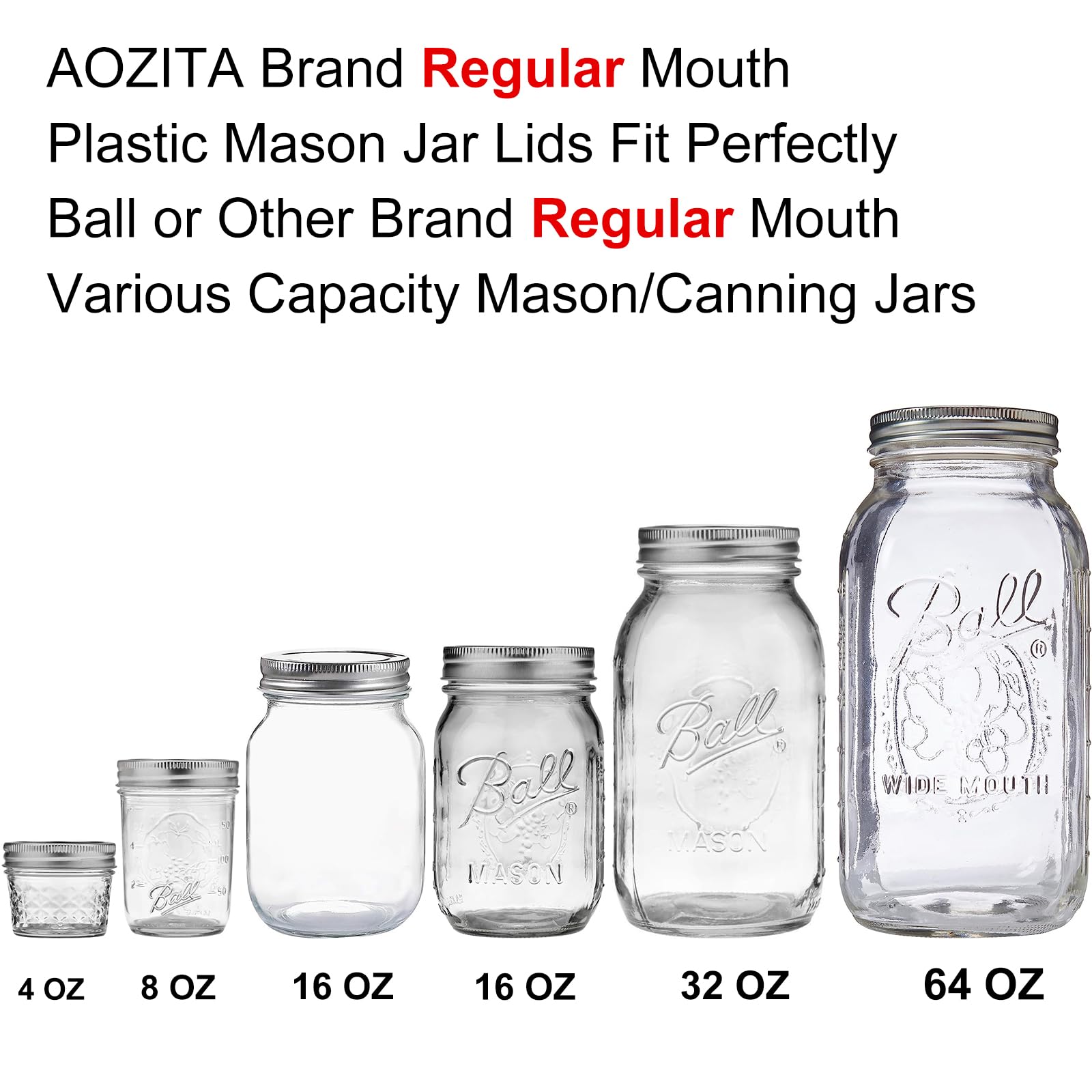 [18 Pack] Plastic REGULAR Mouth Mason Jar Lids for Ball, Kerr and More - White Plastic Storage Caps for Mason/Canning Jars