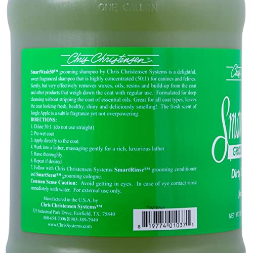 Chris Christensen SmartWash 50 Grooming Shampoo Jungle Apple, Groom Like a Professional, Delightfully Fragranced and Concentrated, Suitable for All Coats, Made in The USA, Gallon