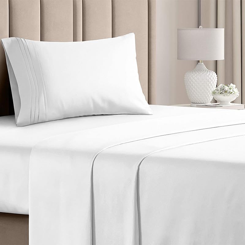 Twin Sheets Set, Natural 100% Cotton Sheets, Soft Luxury 400 Thread Count Sateen Cooling Sheets, 3 Pc Bedding, Dorm Rooms & Adults, Twin Bed Sheets (Beige, 223×233 cm)