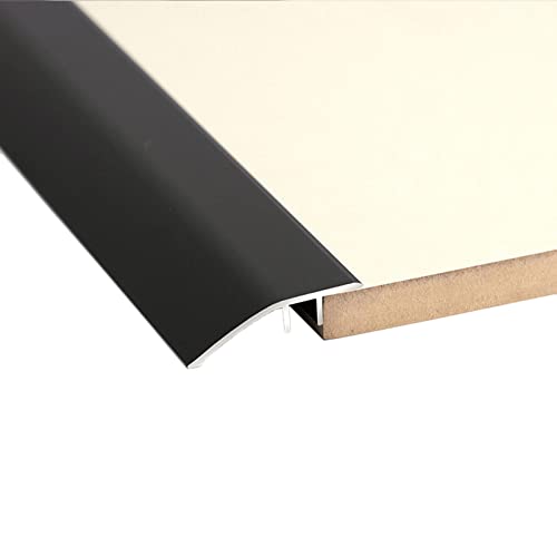 Door Entry Threshold Floor Transition Strip for Two Uneven Floor Surfaces,Smooth Carpet Backing,Aluminum,35/39/43/47/51/55 Inch(Color:Black,Size:90cm/35)