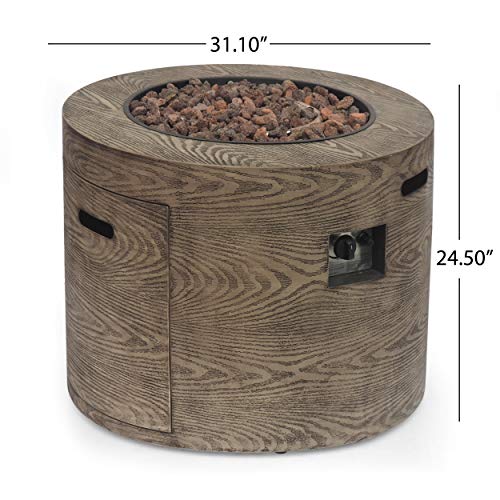 Christopher Knight Home Senoia Outdoor FIRE Pit, Wood Pattern Brown