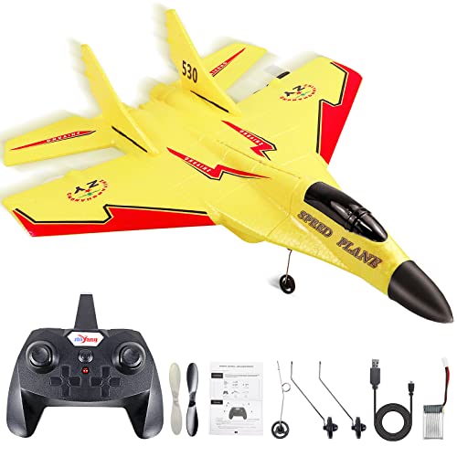 HAPTIME 2 CH Rc Plane, Remote Control Airplane for Kids Adult Beginner - 2.4 Ghz Rc Airplane Jet Plane with Night Light, Easy to Fly - Plane Toy for Boys Age 8-12