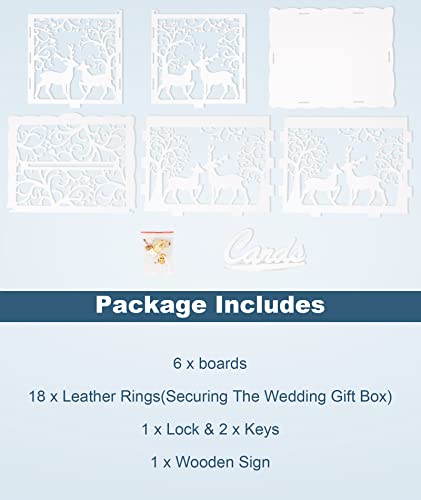 BestYiJo Wedding Card Box With Locks, Large Vintage Diy Gift Box For Wedding Reception Anniversary Baby Gift, Money Box, 11.8 X 9.5 X 8.9 (White)