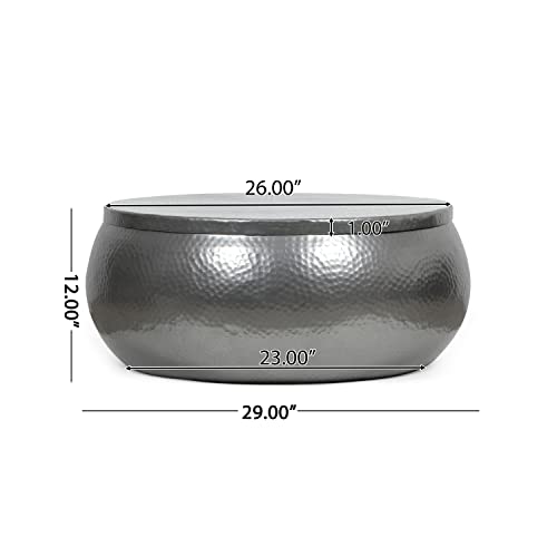 Christopher Knight Home Ferster Coffee Table, Nickel, 29D x 29W x 12H in