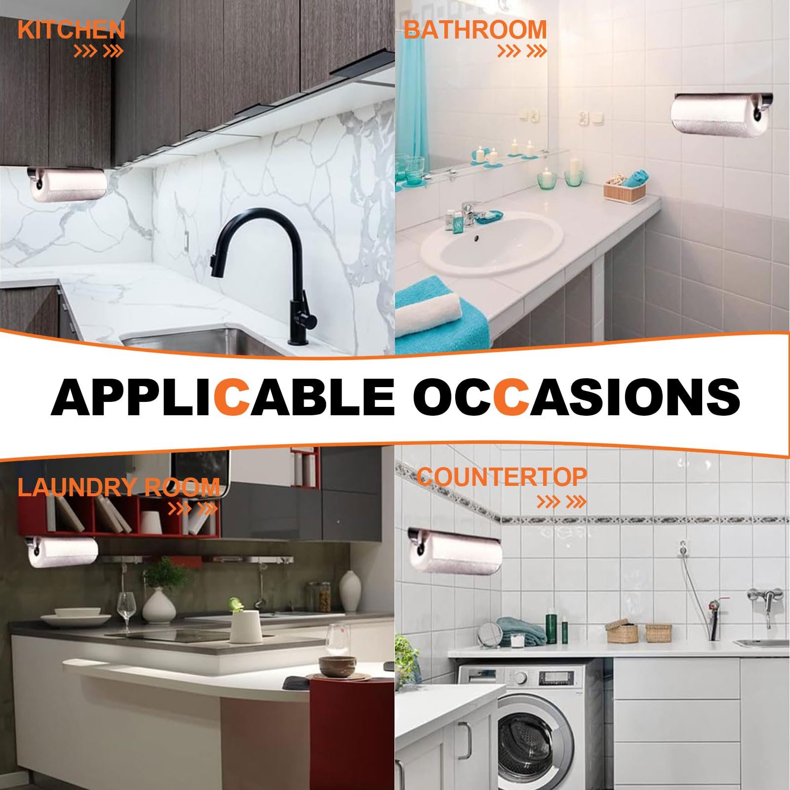 KUAFU One Paper Towel Holder for Kitchen Stainless Steel Rack Under Cabinet