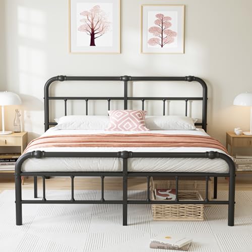 ZIYOO California King Bed Frames with Headboard and Footboard, 14 Inch High, Heavy Duty Steel Slats Up to 3500lbs Support, No Box Spring Needed, Easy Assembly, Noise-Free Platform-Black