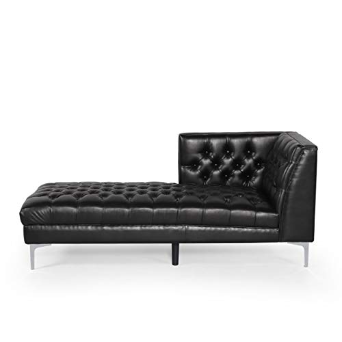 Christopher Knight Home Tignall Chaise Lounge, Midnight Black + Silver