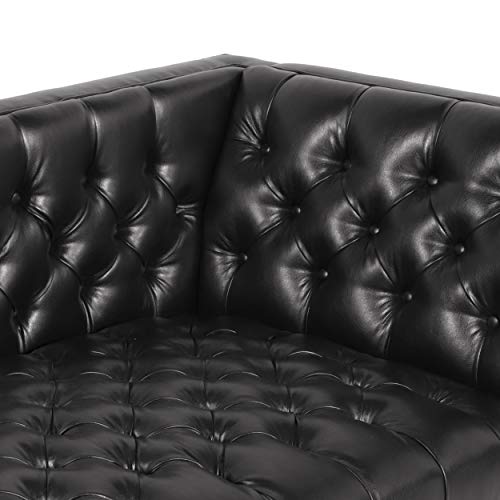 Christopher Knight Home Tignall Chaise Lounge, Midnight Black + Silver
