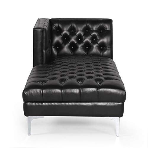 Christopher Knight Home Tignall Chaise Lounge, Midnight Black + Silver