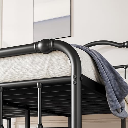 Breezehome California King Bed Frame with Headboard and Footboard, 18in High, Heavy Duty Metal Platform Bed Frame, Noise Free, Easy Assembly, No Box Spring Needed, Vintage Style, Black