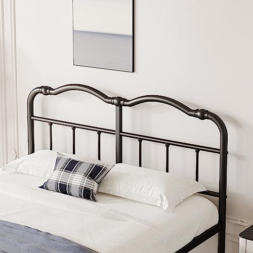 Breezehome California King Bed Frame with Headboard and Footboard, 18in High, Heavy Duty Metal Platform Bed Frame, Noise Free, Easy Assembly, No Box Spring Needed, Vintage Style, Black
