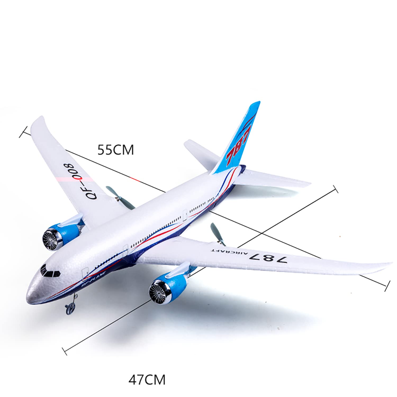 OTXKOO Remote Control Airplane, 2.4Ghz DIY 3 Channels RC Plane, Remote Control Airplane Ready to Fly, RC 787 Dreamliner for Advanced Wingspan 550mm (2 Batteries