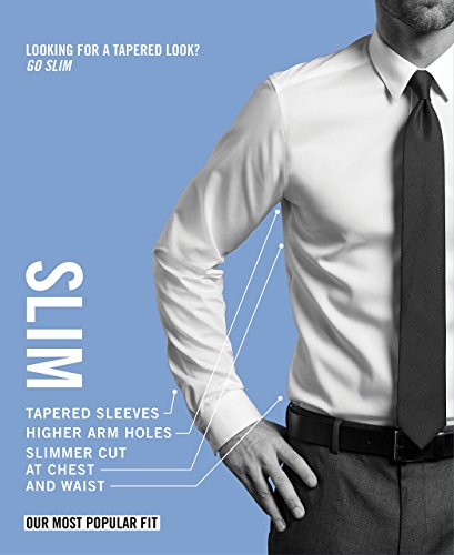 Van Heusen Men's Dress Shirt Slim Fit Stain Shield Stretch, White, 16"-16.5" Neck 34"-35" Sleeve