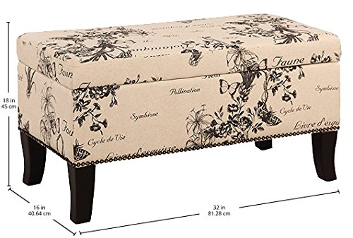 Linon Stephanie Ottoman, Botanical Linen