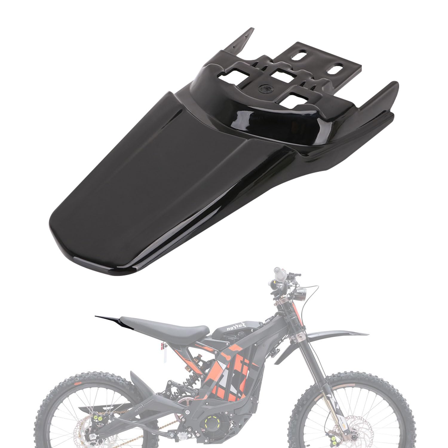 JFG RACING Sur Ron Rear Fender,Motorcycle Rear Fender Mudguard Plastic for Surron Sur Ron Light Bee X/S Segway X260 X160 Electric Dirt Bike EBike Black
