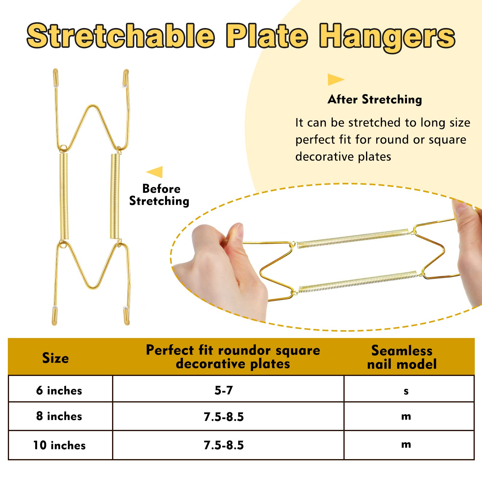 36 Pieces Plate Hangers 6/8/10 Inch Wall Plate Holder Stainless Steel Platter Wall Hanger Invisible Decorative Wire Plate Hangers Holders with 36 Pcs Wall Hooks 144 Pcs Tip Protectors for Antique Art