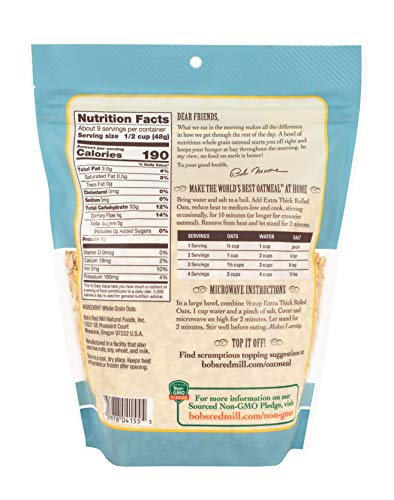 Bob's Red Mill Extra Thick Rolled Oats, 32-ounce (Pack of 4)