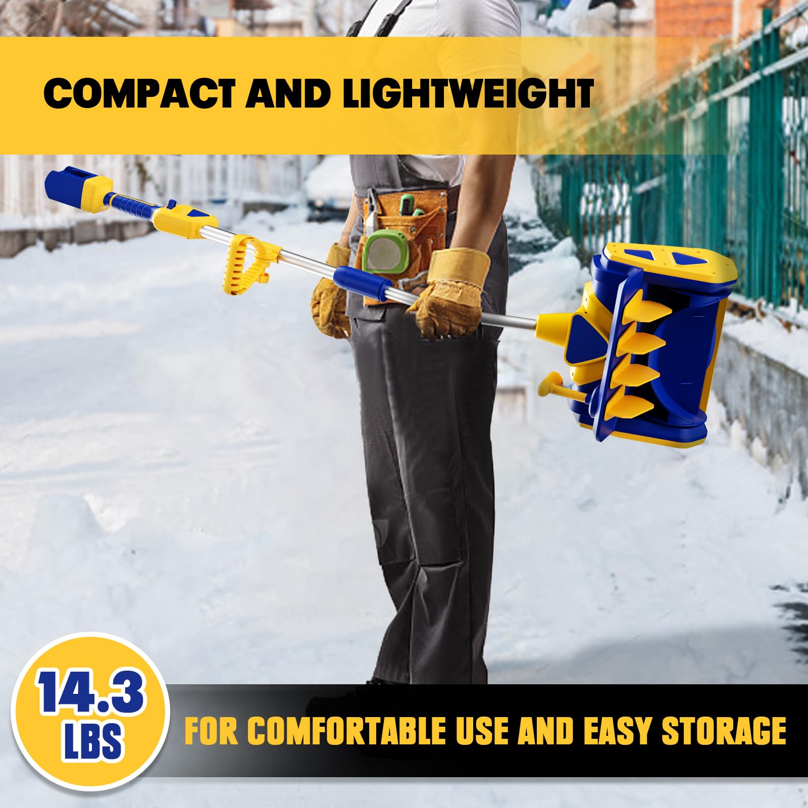 40V Cordless Snow Shovel Compatible with Dewalt 20V Battery(Tool Only), Electric Power Snow Thrower, Handheld Snow Blower with 13.2" in. Width 8" in. Depth, 26.5' ft Throwing Distance