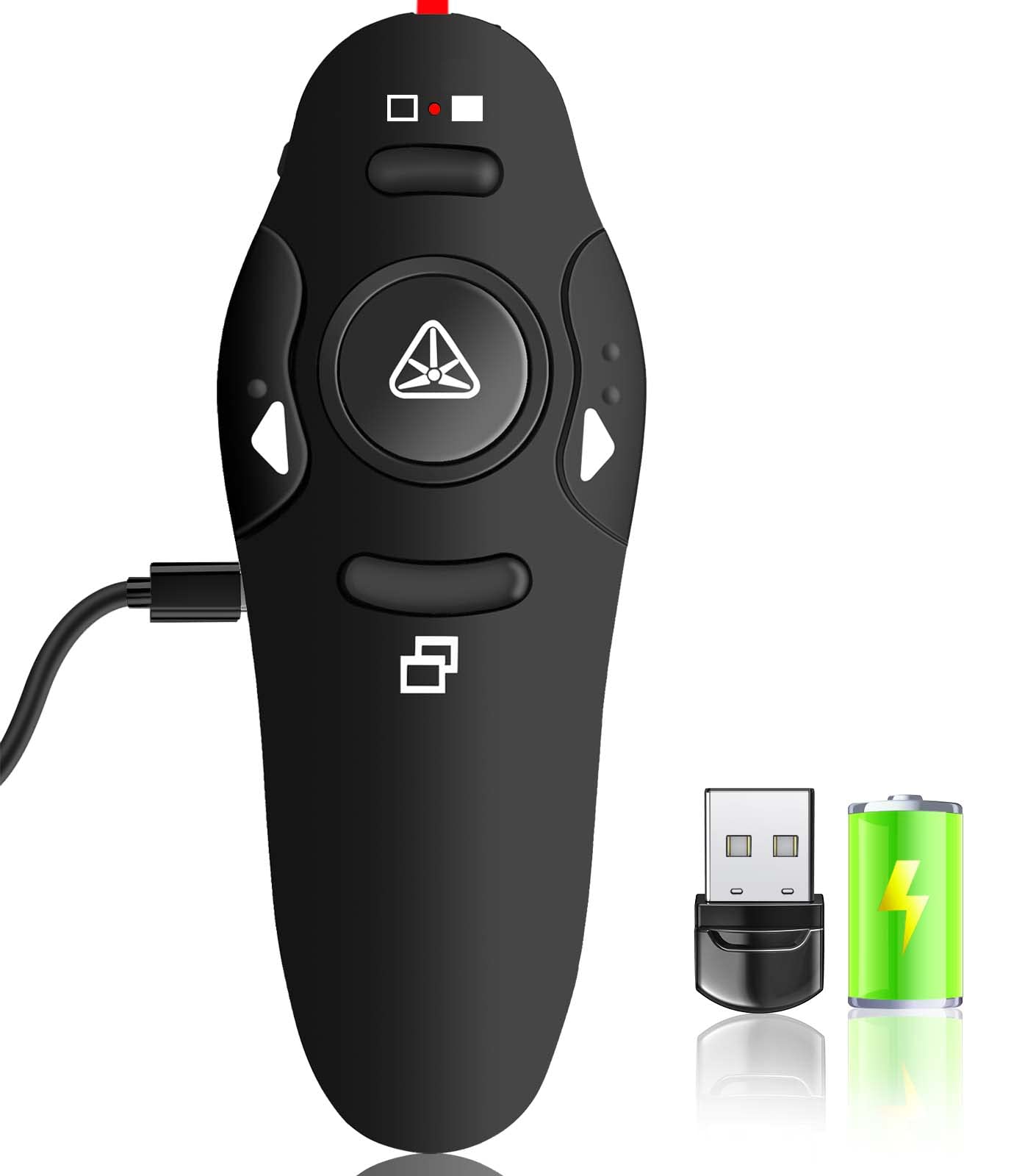 Rechargeable Presentation Clicker with Red Laser Pointer, Wireless Presenter Remote for PPT Clicker, 2.4GHz Presentation Remote Slide Advancer Powerpoint Clicker for Mac/Computer/Laptop/Keynote…