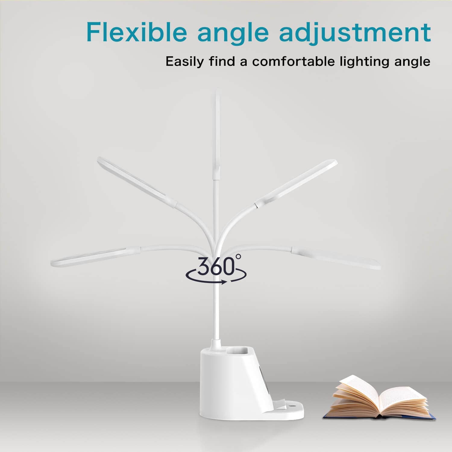 Small Desk Lamp with Wireless Charger, Desk Lights for Home Office - LED, White,Brightness Adjustment, 3 Color Modes,500LM, Study Lamp with Pen Holder, Desktop Study Desk Lamp for College Dorm Room
