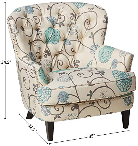 Christopher Knight Home Tafton Fabric Club Chair, White / Blue Floral