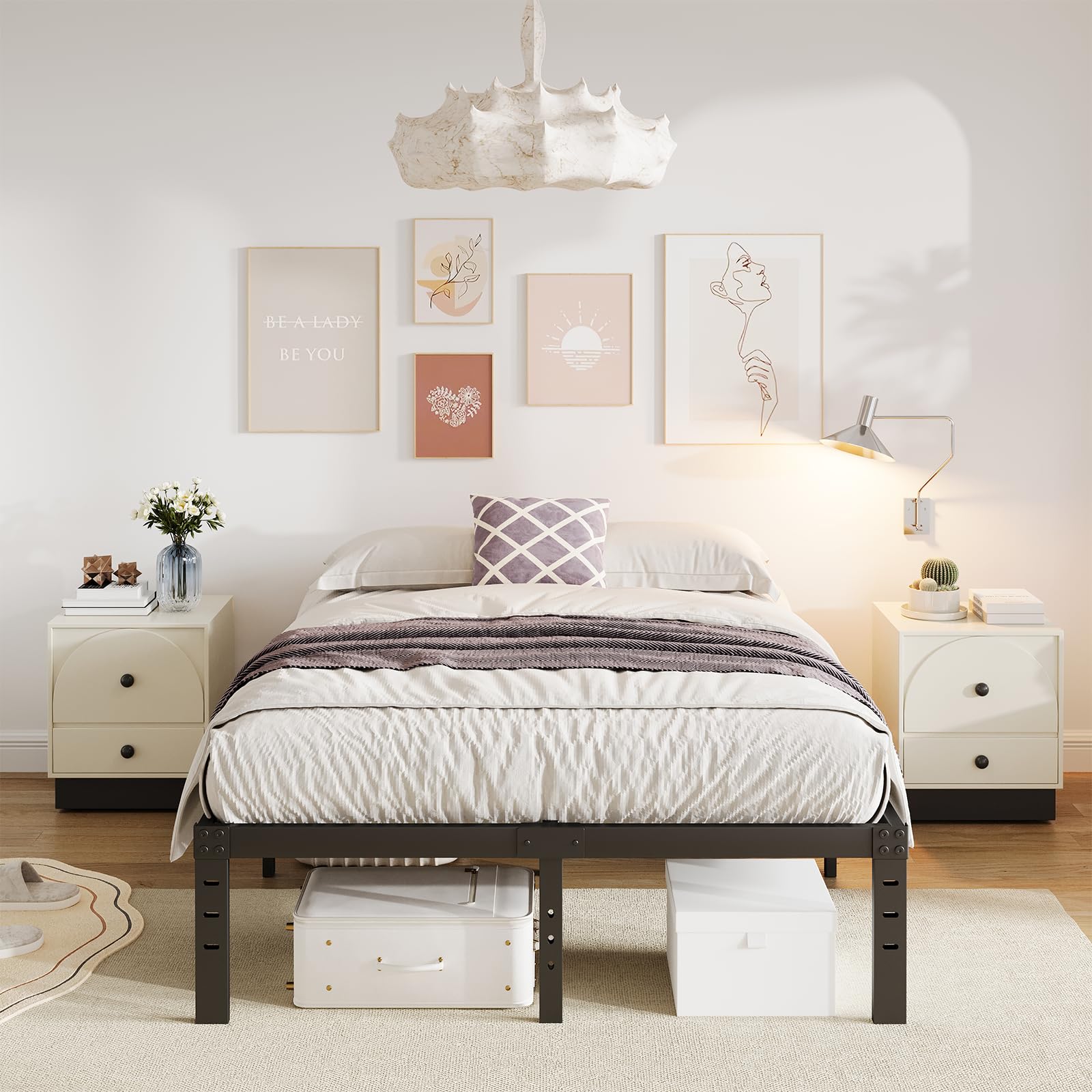 Bednowitz California-King-Bed-Frames, 12 Inch Cal King Metal Platform Bed Frame with Heavy Duty Steel Slats, Noise Free Mattress Foundation No Box Spring Needed, Easy Assembly, Black