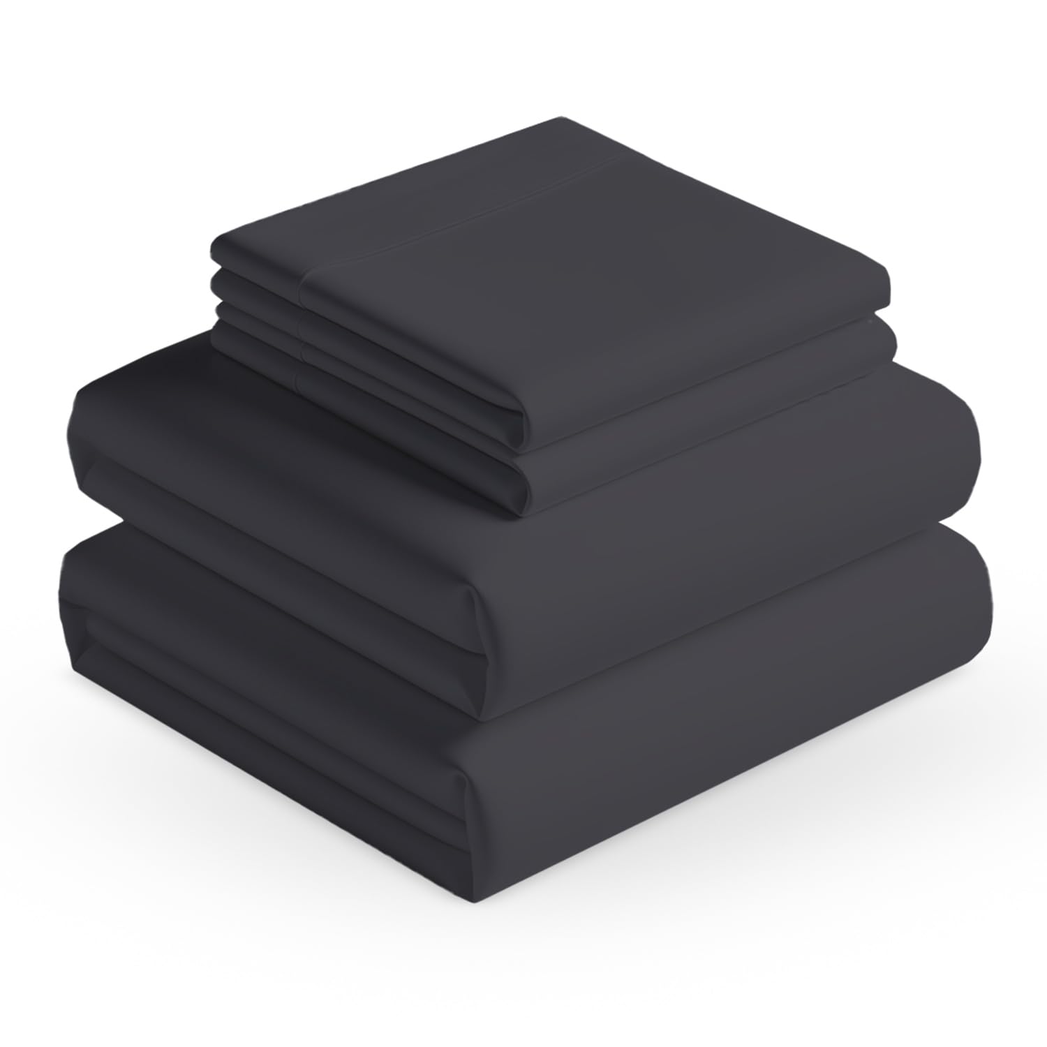 Saaz Linen 1000 Thread Count King Size Sheet Set - 100% Egyptian Cotton Hotel Luxury Collection Bedding Sheets - Fits Upto 16 Inch Deep Pocket - Sateen Weave Solid 4 Piece Sheets Set (Dark Grey)