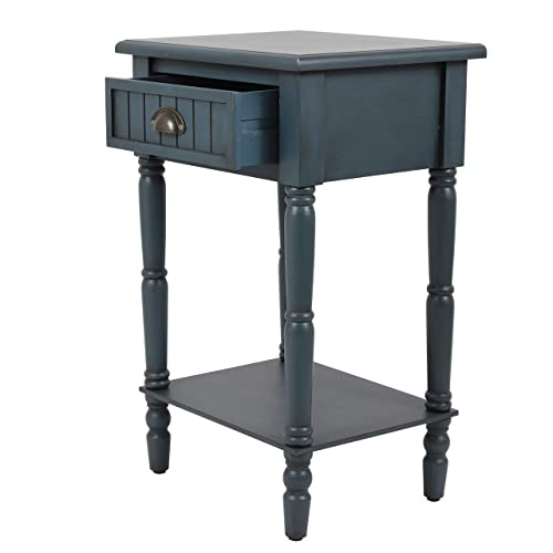Decor Therapy Bailey Bead Board 1-Drawer Accent Table, Antique Navy