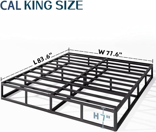 EZBeds California King Box Spring, 7 inch Metal California King Box Spring Only, Mattress Foundation Cali-King Box Spring with Fabric Cover, Easy Assembly, Noise Free, Non Slip