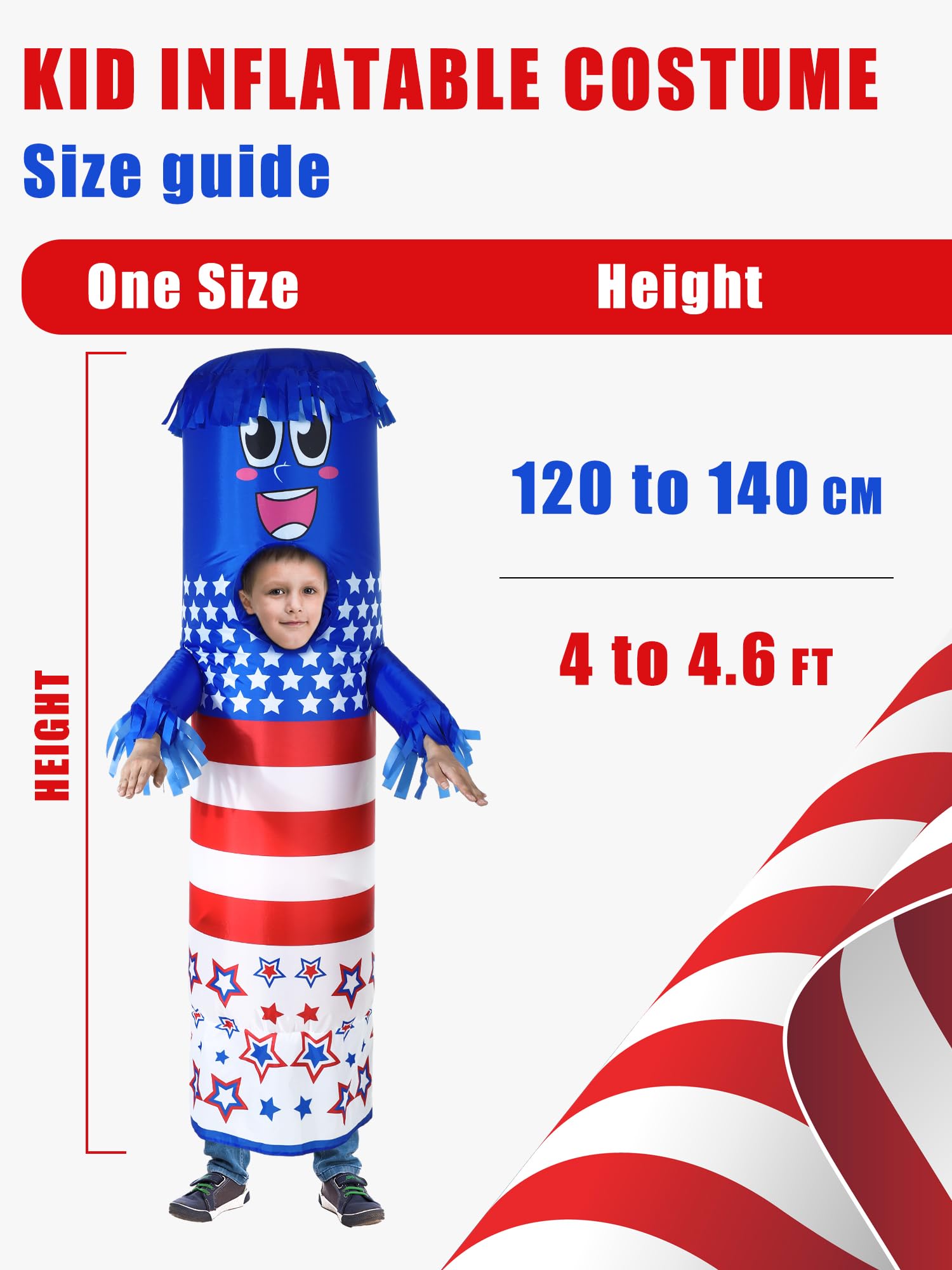 Libima USA Inflatable Dancer Costumes for Kids American Flag Wacky Tube Dancer Costume with Blower (American Flag)