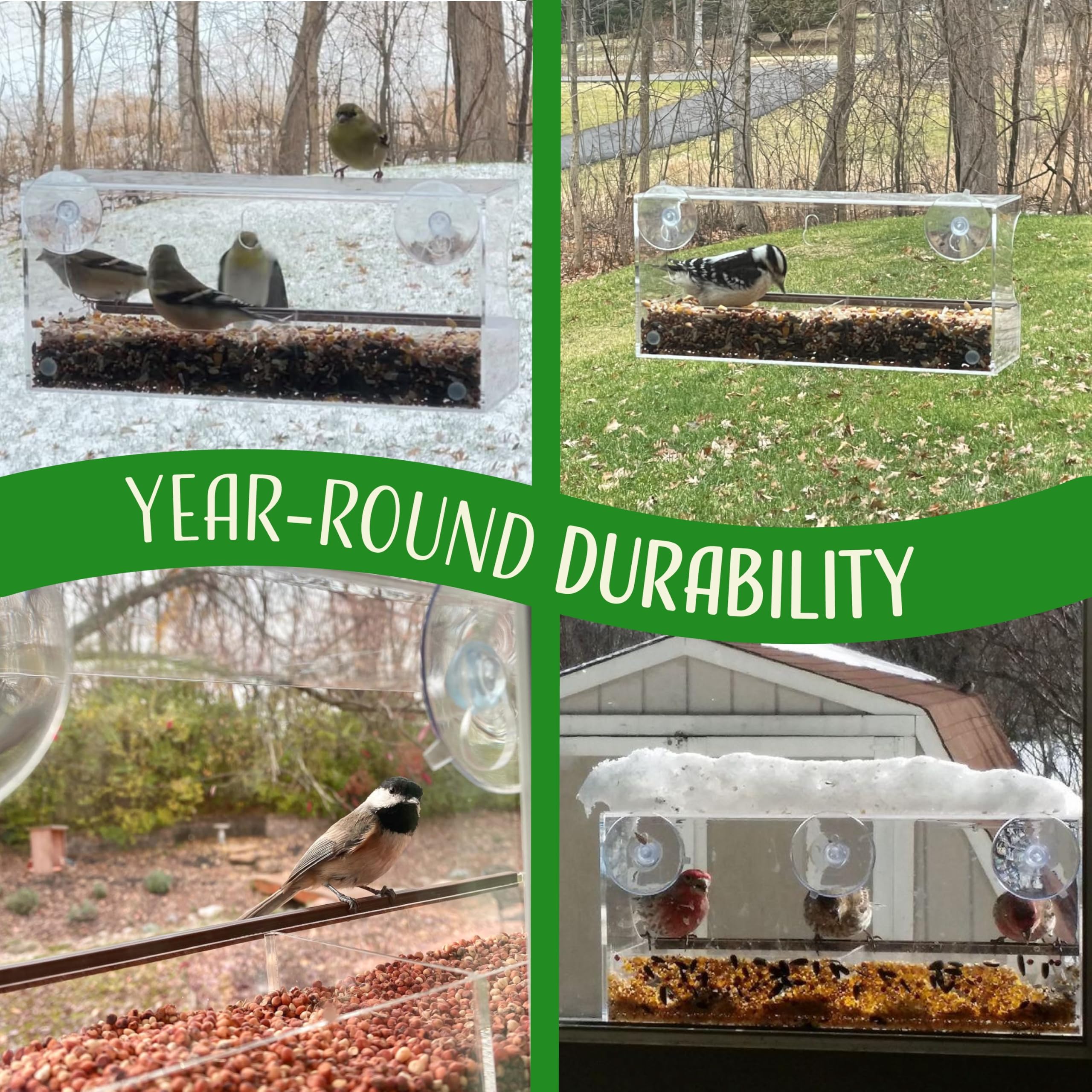 Window Bird Feeders with Strong Suction Cups, Clear Window Bird Feeder for Outside - Transparent Bird House, Balcony Glass Mount, Acrylic Cat, Kids & Elderly Viewing Clear Bird Feeder for Window Perch