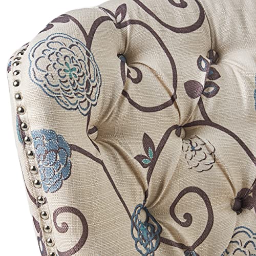 Christopher Knight Home Tafton Fabric Club Chair, White / Blue Floral