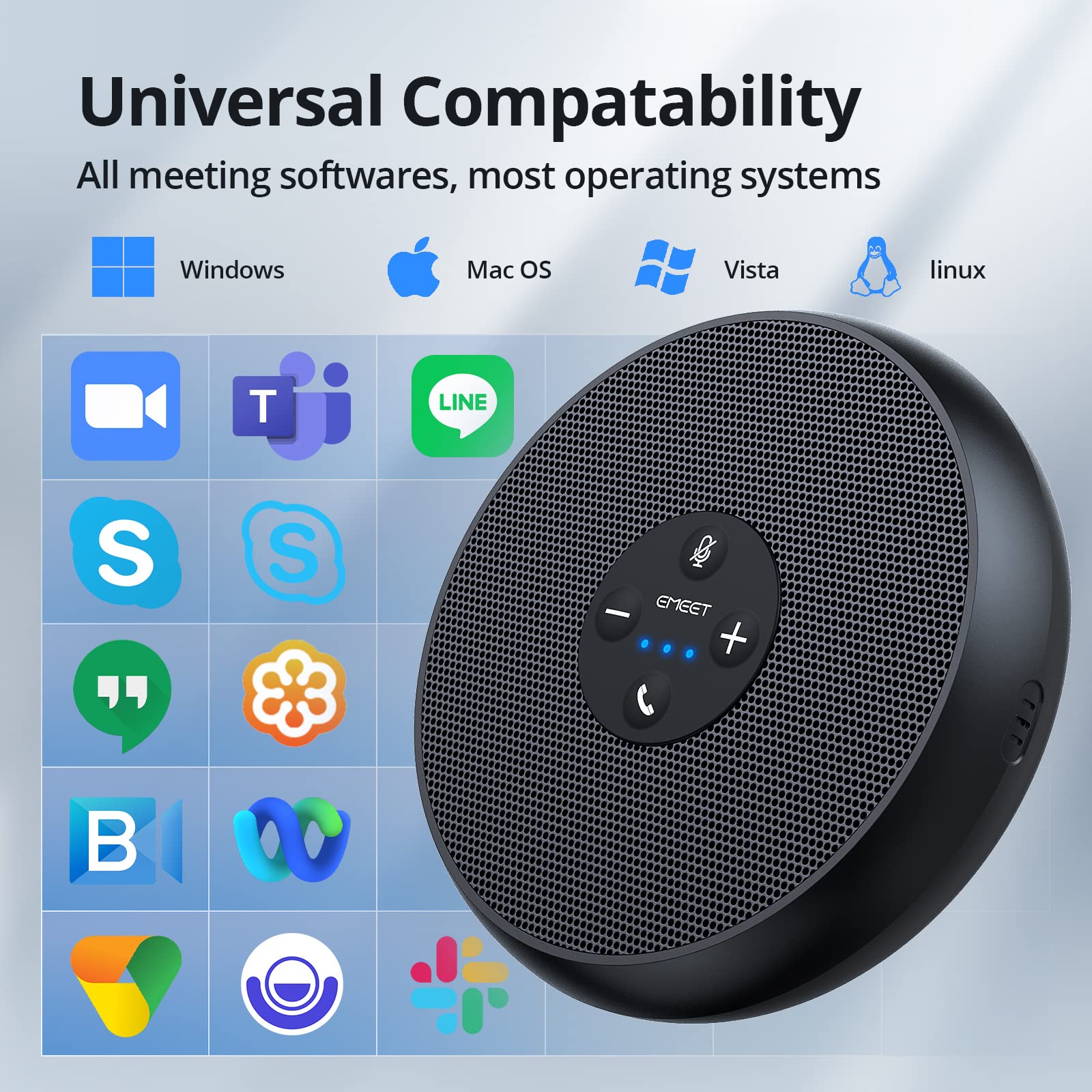 EMEET USB Speakerphone M1A Zoom Certified AI Mics 360° Voice Pickup USB Type C-A Plug&Play Fast Mute Laptop Mic&Speaker Noise Reduction Echo Cancellation Conference Computer Speakers with Microphone