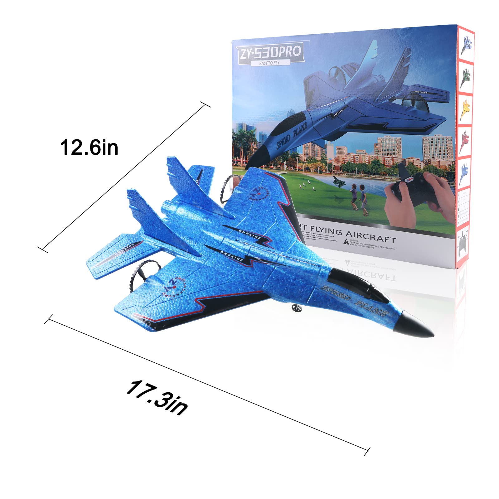 LUCKJOY RC Plane, RC Airplanes, 2.4GHz 2CH Remote Control Airplanes with Automatic Balance System, ZY-530PRO RC Glider for Beginner Adult Kids, Easy to Fly EPP Foam RC Aircraft Fighter with LED Light