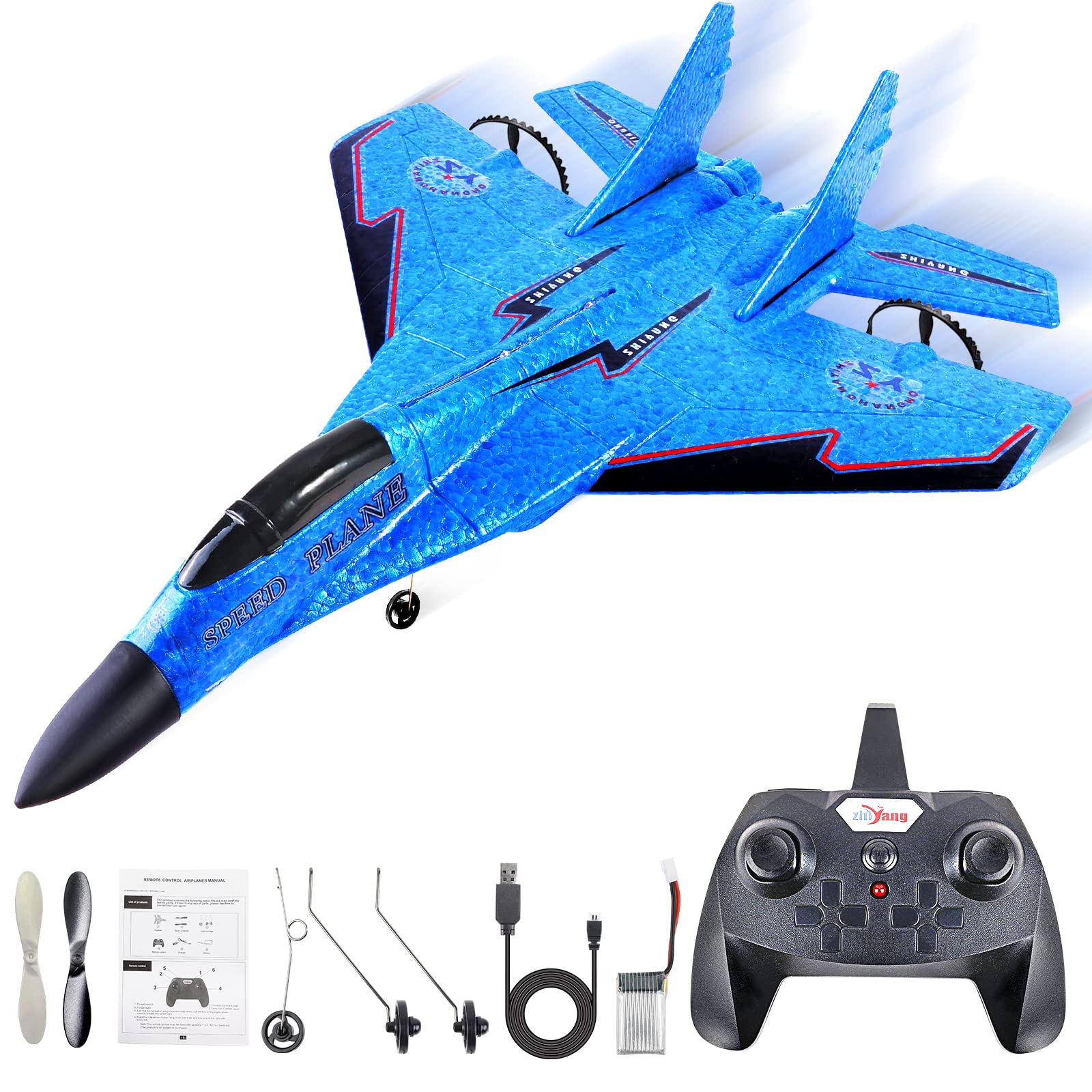 LUCKJOY RC Plane, RC Airplanes, 2.4GHz 2CH Remote Control Airplanes with Automatic Balance System, ZY-530PRO RC Glider for Beginner Adult Kids, Easy to Fly EPP Foam RC Aircraft Fighter with LED Light