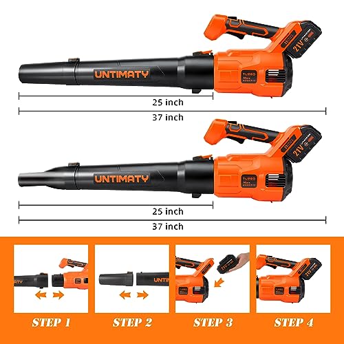 Cordless Leaf Blower 400 CFM Electric Blower with 2 Packs 4.0Ah Battery Powered 3-Gear Wind Speed Handheld Lightweight Blower for Lawn Yard Garden (2pcs Battery)