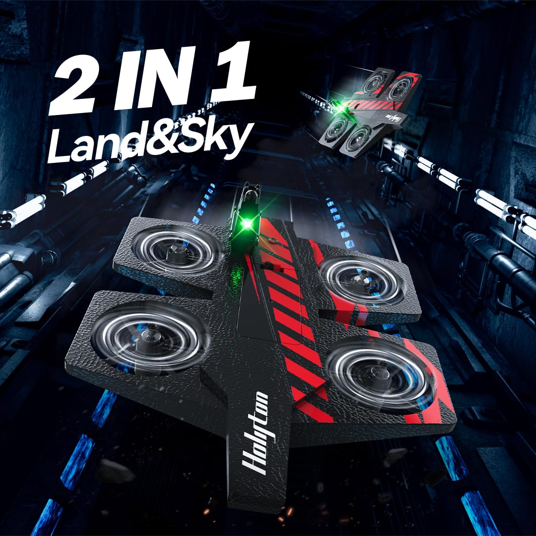 Holyton 2 in 1 Indoor RC Plane for Kids - Altitude Hold, 3D Flips, Headless Mode, 2 Batteries, Easy to Fly Airplane for Ages 8-12