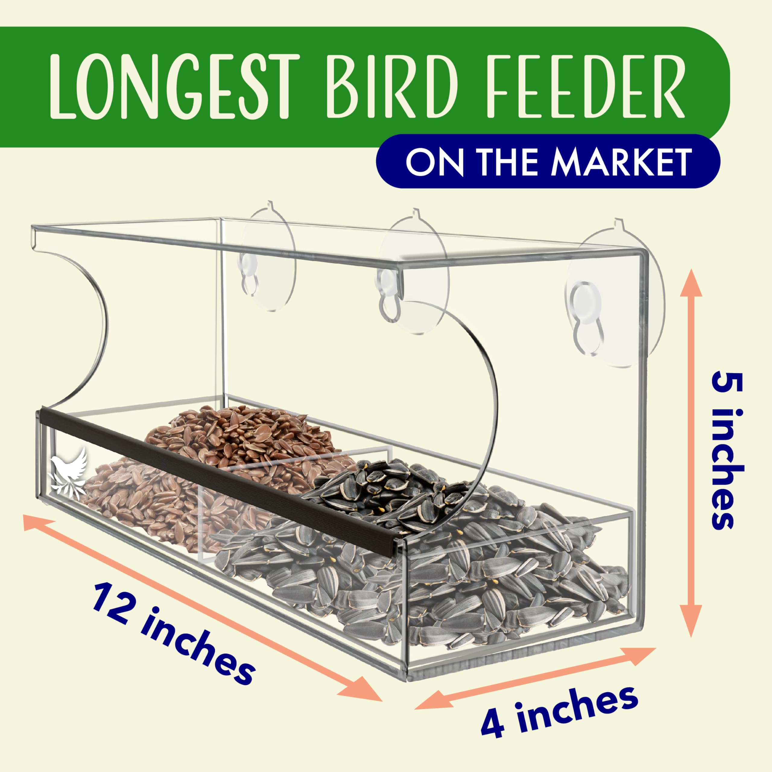 Window Bird Feeders with Strong Suction Cups, Clear Window Bird Feeder for Outside - Transparent Bird House, Balcony Glass Mount, Acrylic Cat, Kids & Elderly Viewing Clear Bird Feeder for Window Perch