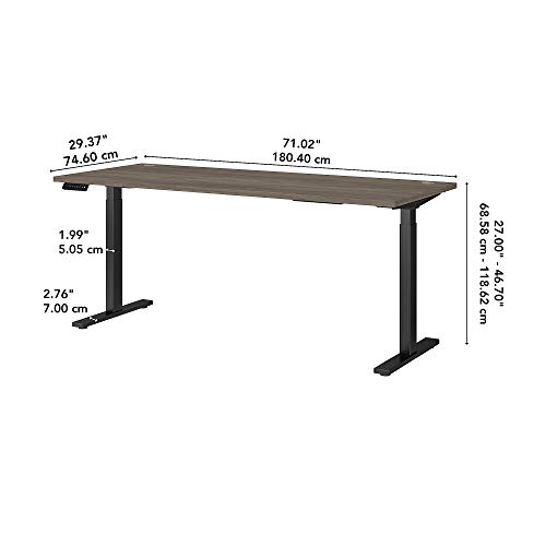 Bush Business Furniture Move 60 Series Height Adjustable Standing Desk, 72W x 30D, Modern Hickory with Black Base