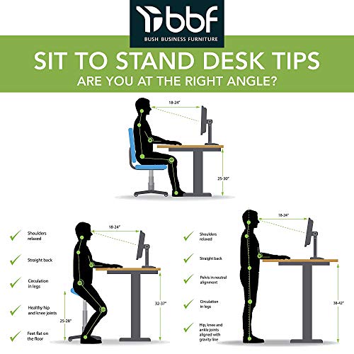 Bush Business Furniture Move 60 Series Height Adjustable Standing Desk, 72W x 30D, Modern Hickory with Black Base