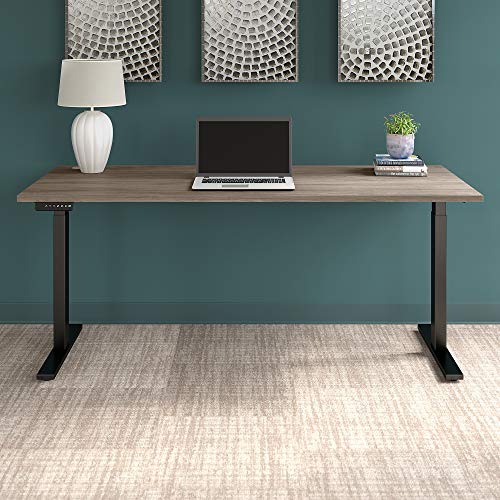Bush Business Furniture Move 60 Series Height Adjustable Standing Desk, 72W x 30D, Modern Hickory with Black Base