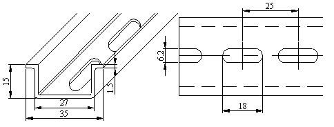 ONE Pre-Cut 550 mm (~22 INCH(21.7")) RoHS steel slotted 35 x 15 mm DIN rail