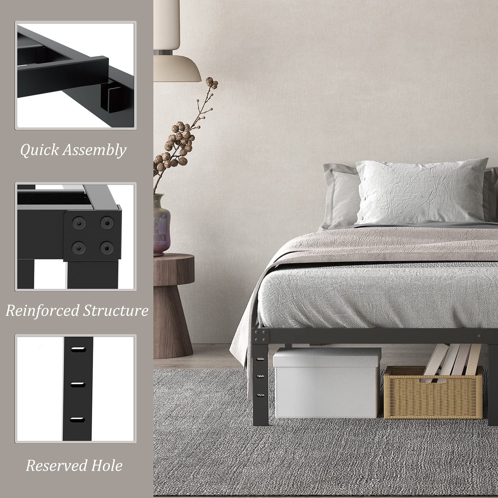 Goltriever 14 Inch California King Bed Frame Metal, Platform Bed Frame California King Size, Easy Assembly, Heavy Duty, No Box Spring Needed